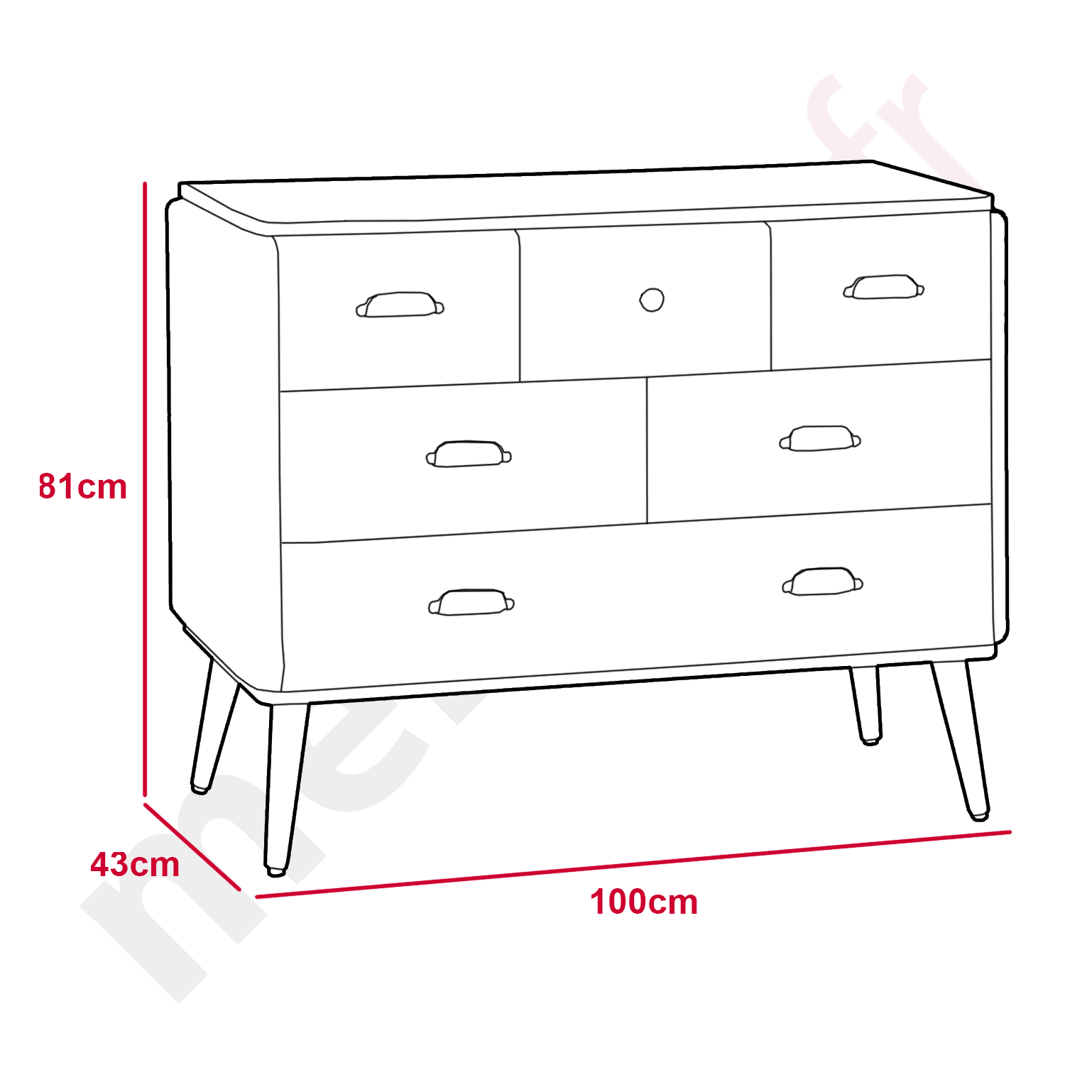 Commode Hansel scandinave 6 tiroirs Blanc