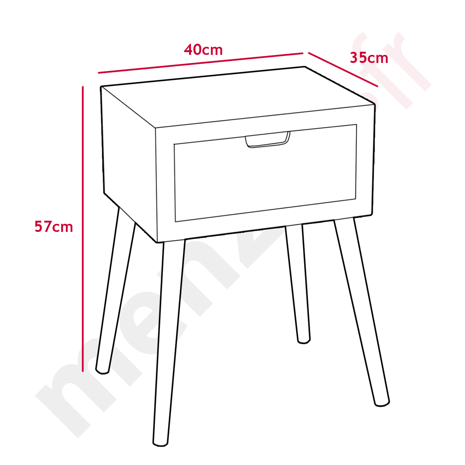Table de chevet Tatum Gris